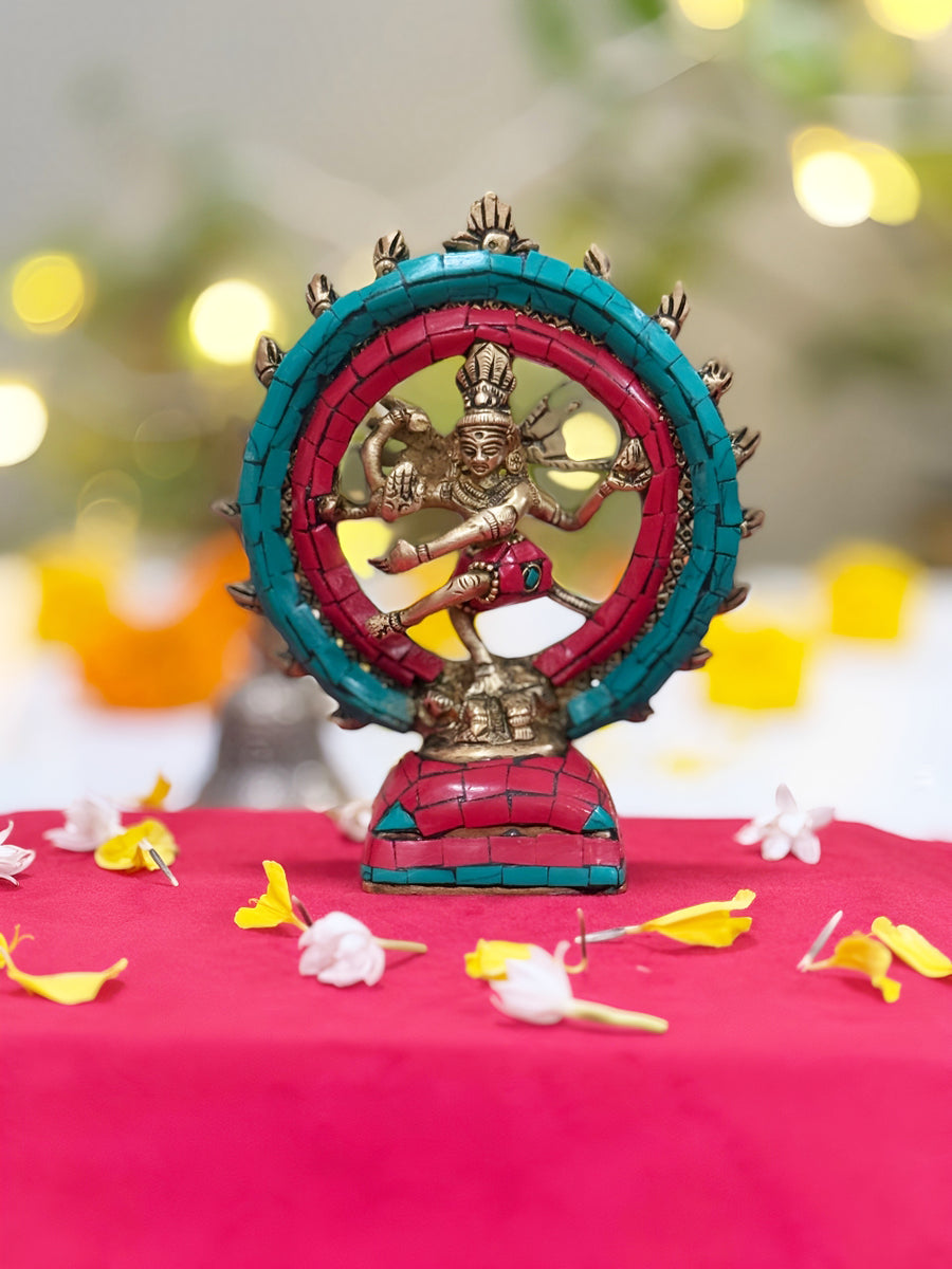Brass Statue - Natraj with Stone Detailing – Revive Home