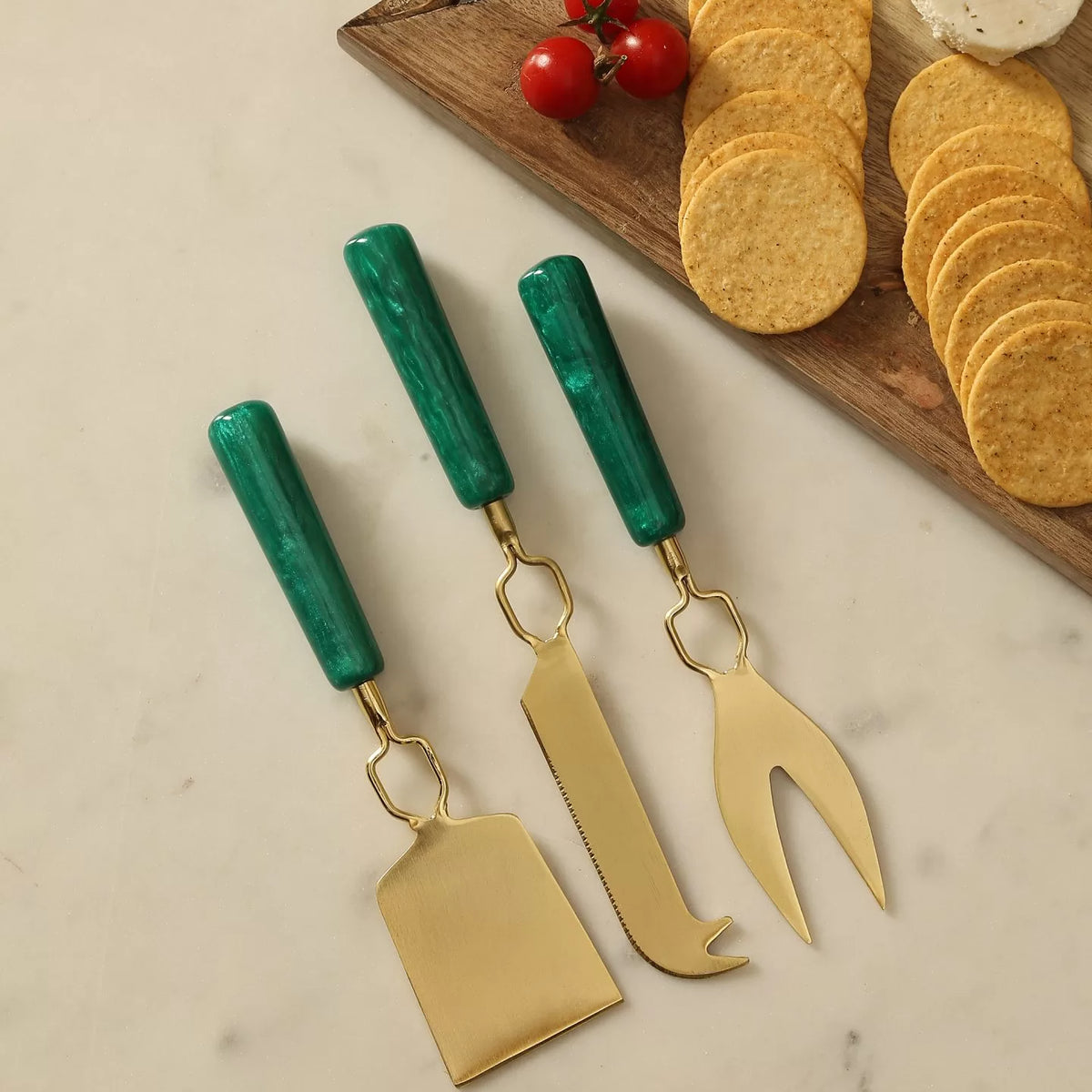 Cheese Set - Green And Gold – Revive Home