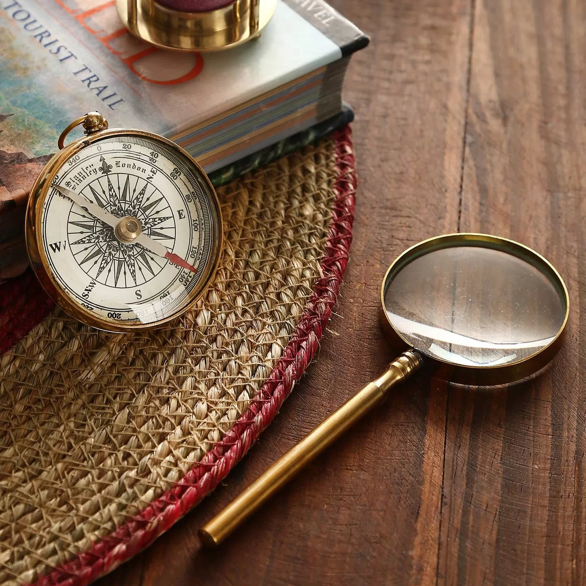 Brass Magnifying Glass & Compass Gift Set – Revive Home
