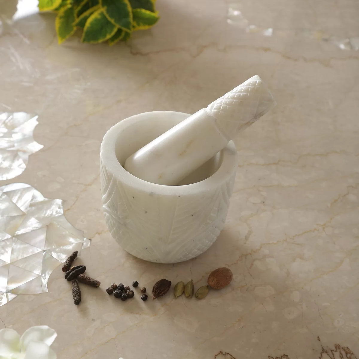 Mortar & Pastel - White Marble Hand Carved - Style 01 – Revive Home