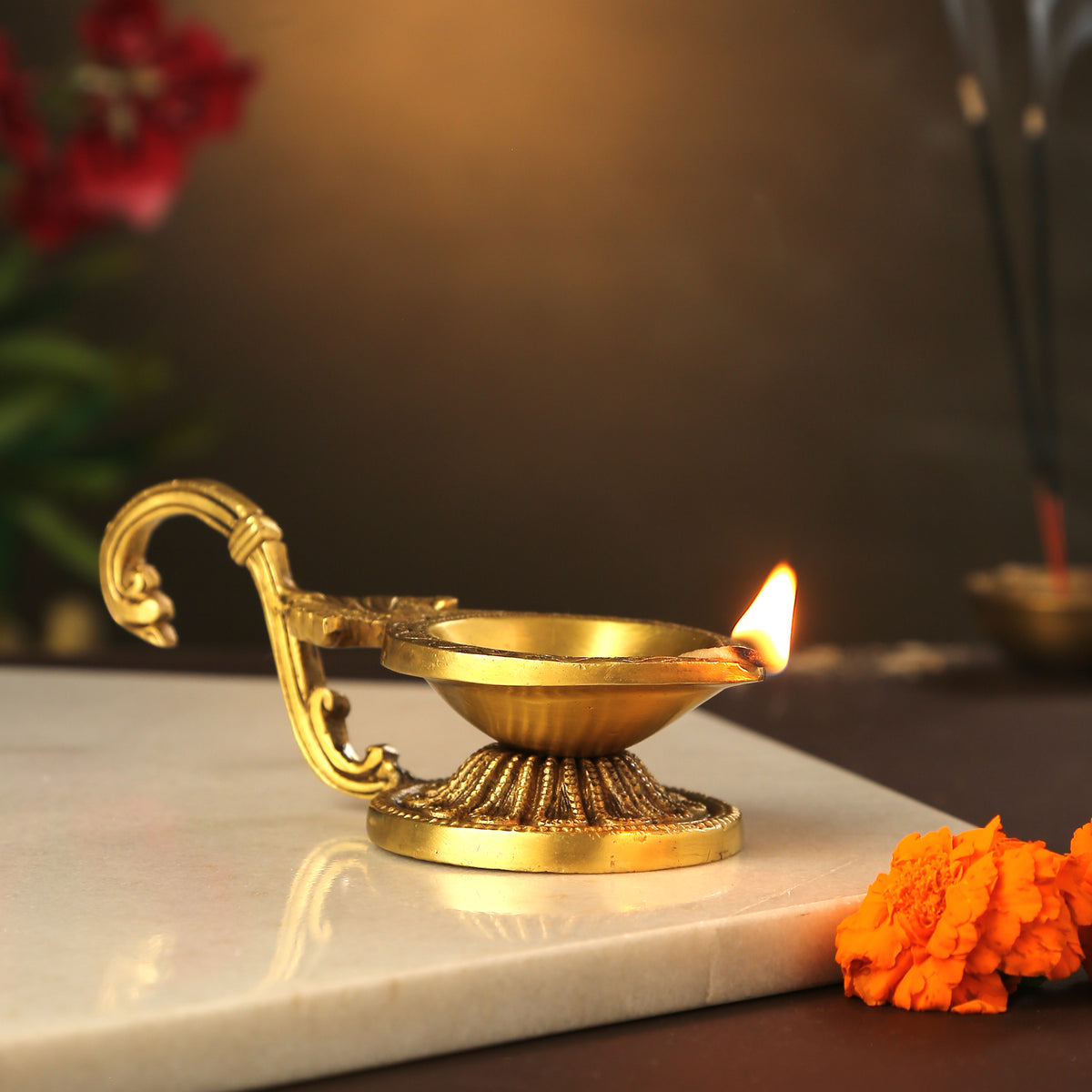 Brass Diya with Swan Handle – Revive Home