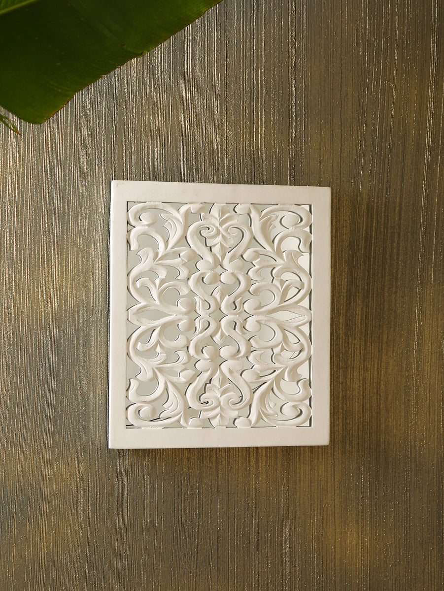 Wall Frame - Distressed White Fretwork Square – Revive Home