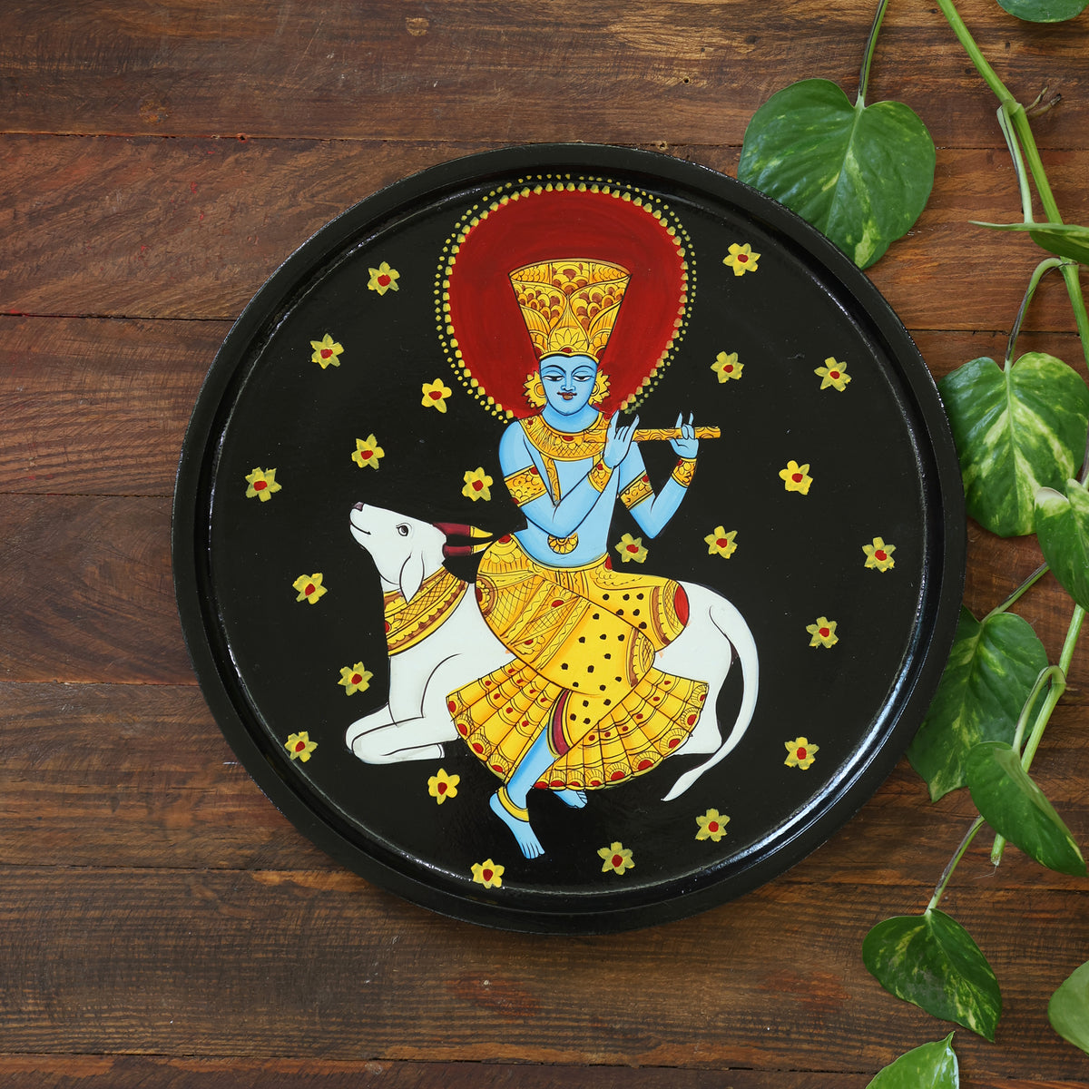 Wooden Wall Plates - Krishna And His Favourite Cow – Revive Home
