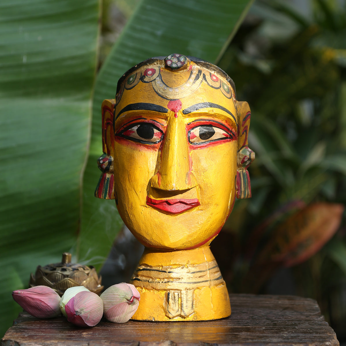 Ma Amba Wooden Sculpture | Ma Amba Rustic Orange Religious Statue ...