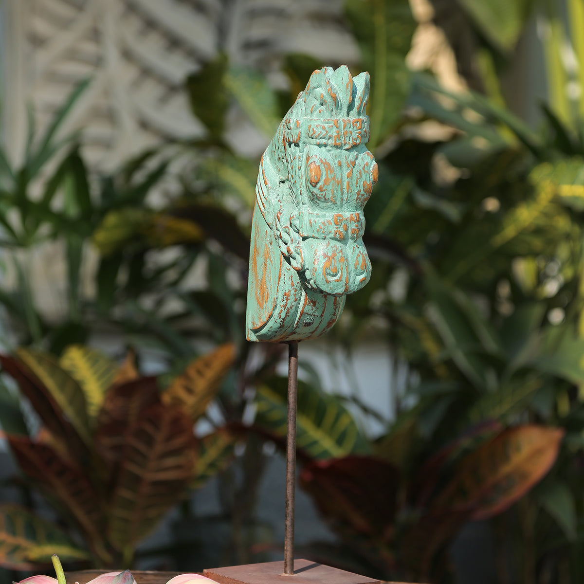 Wooden Distressed Horse on Stand – Revive Home